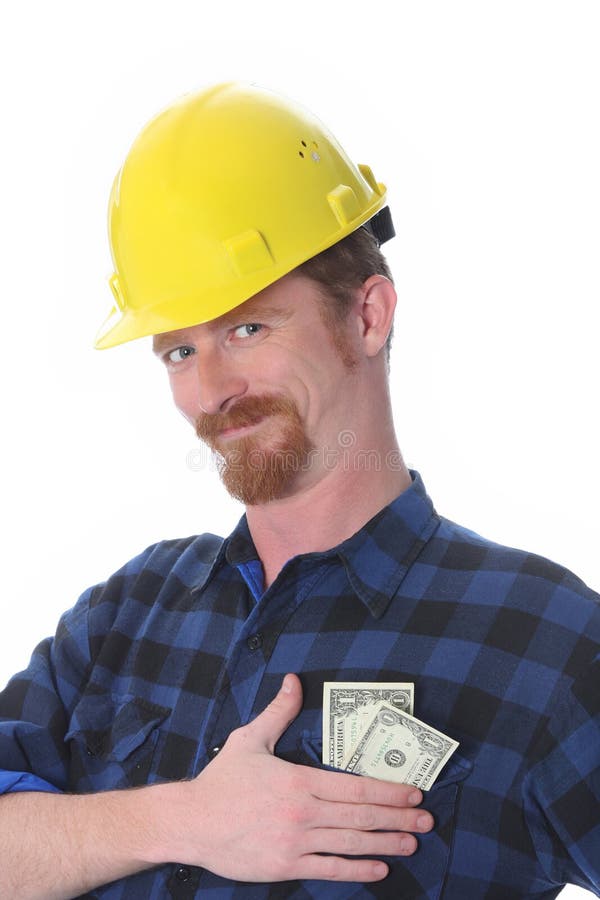 Construction Worker with Earnings Stock Photo - Image of cash, money ...