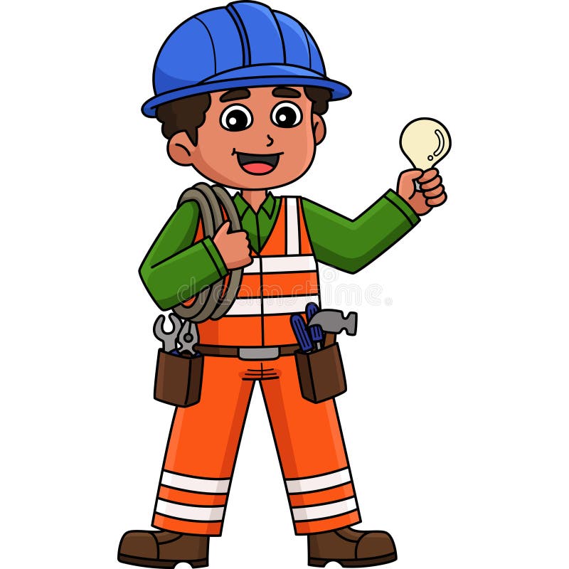 Construction Worker Electrician Cartoon Clipart Stock Vector ...