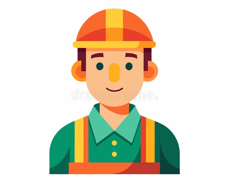 Construction Worker Emblem. Builder Cute Cartoon Stock Vector ...