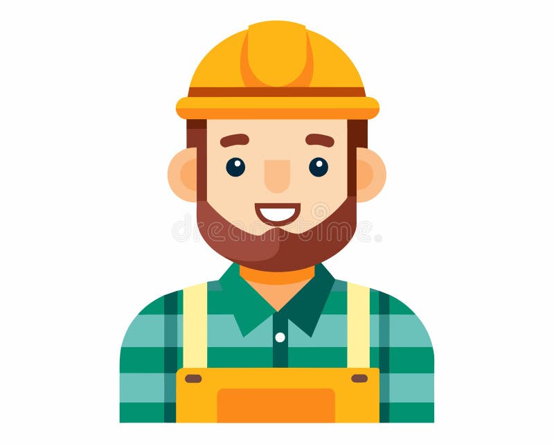Construction Worker Emblem. Builder Cute Cartoon Stock Vector ...