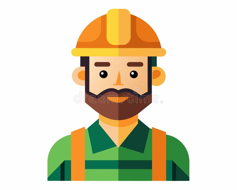 Construction Worker Emblem. Builder Cute Cartoon Stock Vector ...