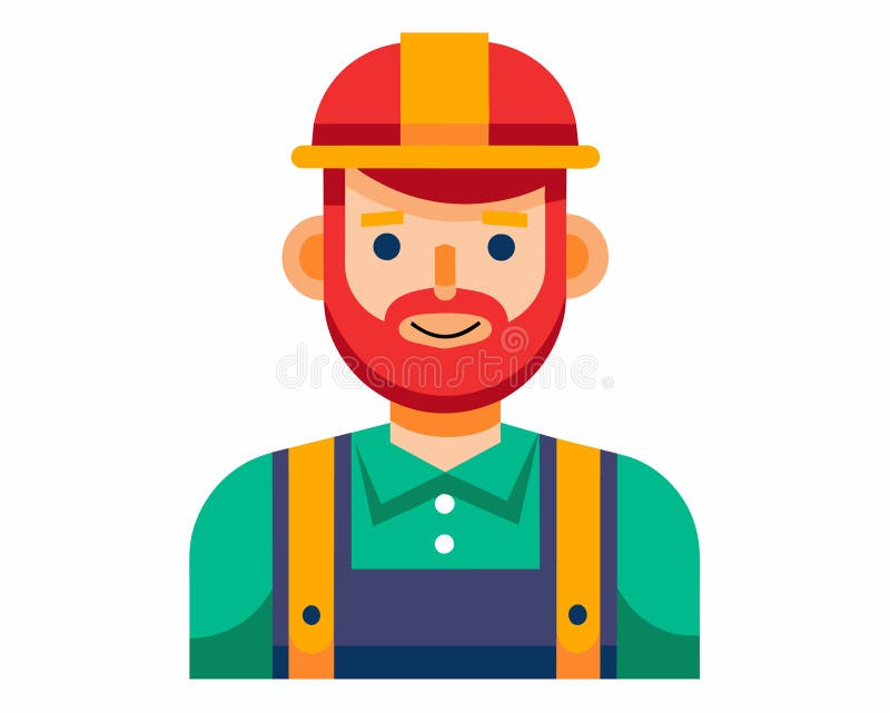 Construction Worker Emblem. Builder Cute Cartoon Stock Vector ...