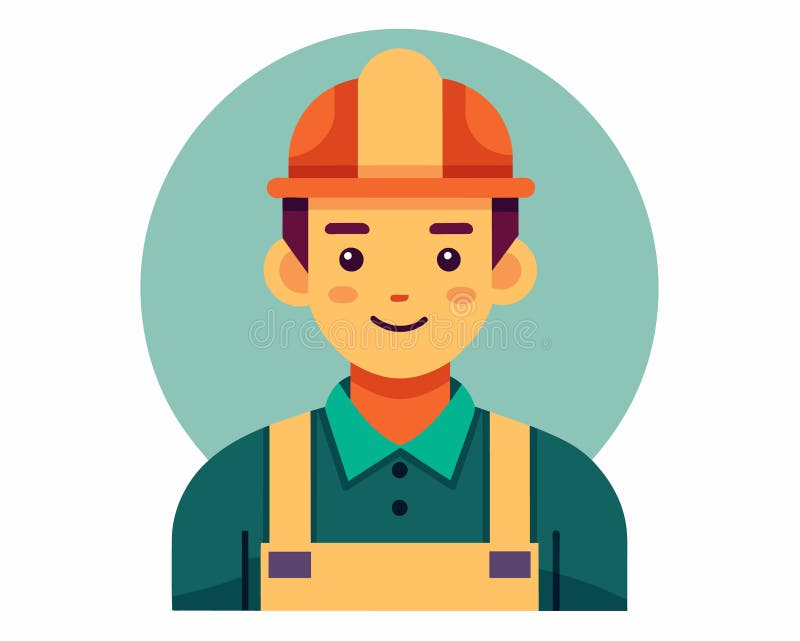 Construction Worker Emblem. Builder Cute Cartoon Stock Vector ...