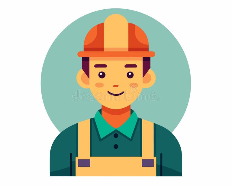 Construction Worker Emblem. Builder Cute Cartoon Stock Vector ...