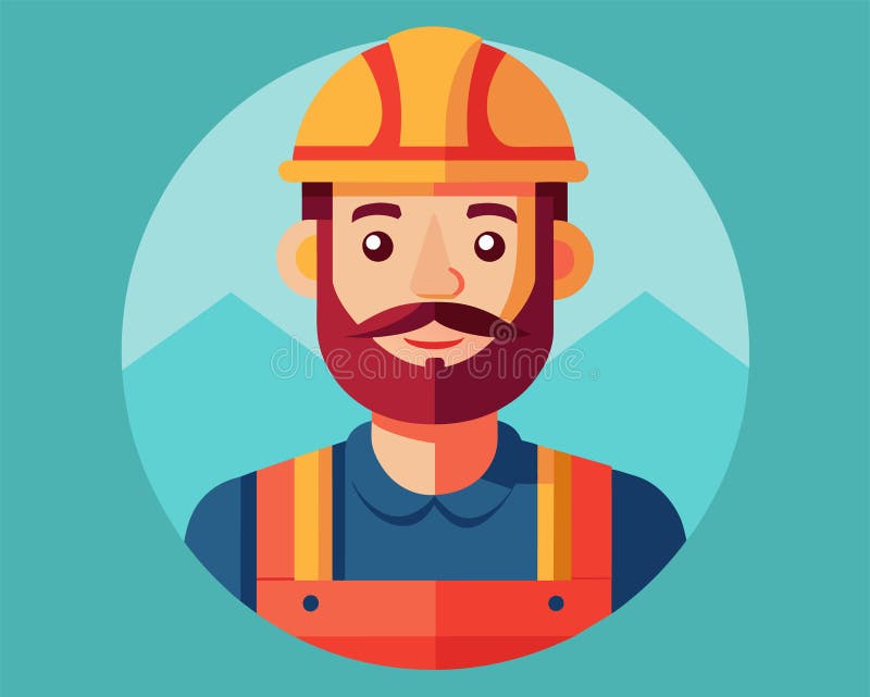 Construction Worker Emblem. Builder Cute Cartoon Stock Vector ...