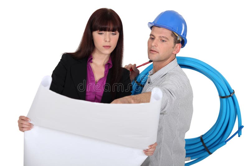 Construction Worker and an Engineer Stock Image - Image of expertise ...