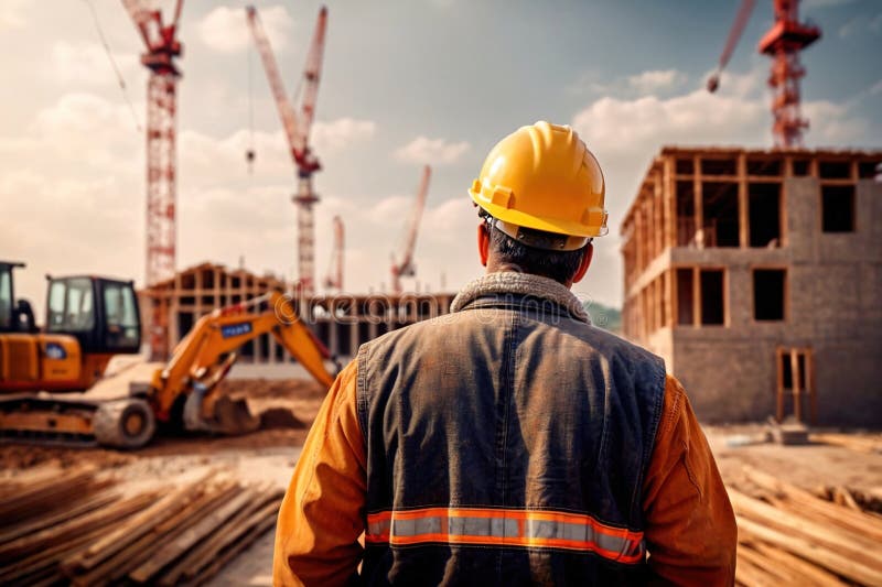Construction Worker Engineer Foreman Supervising Construction Building ...