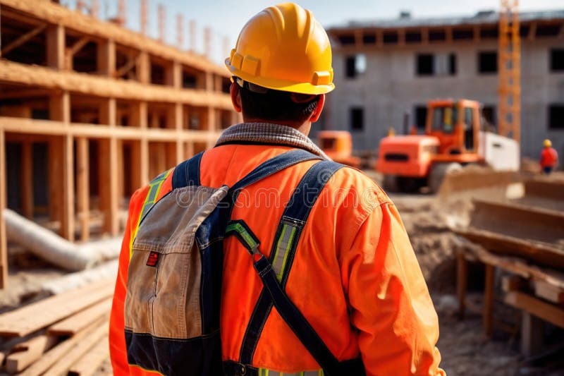 Construction Worker Engineer Foreman Supervising Construction Building ...