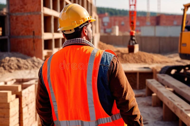 Construction Worker Engineer Foreman Supervising Construction Building ...