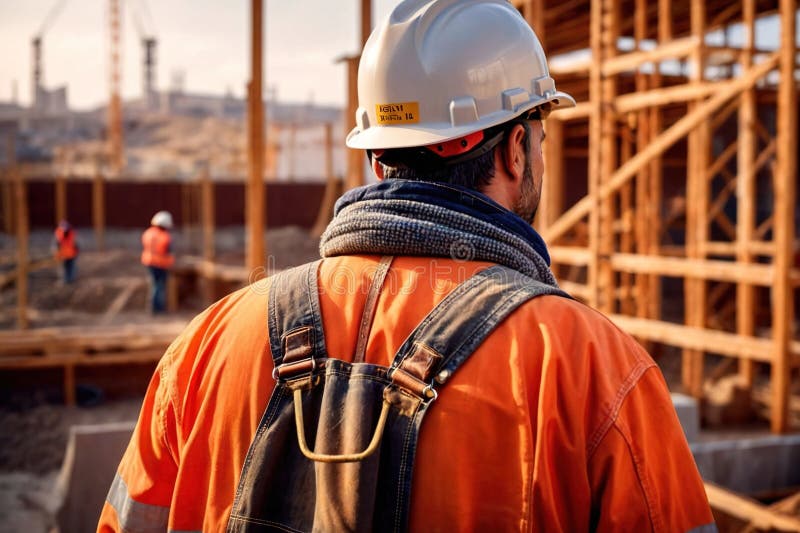 Construction Worker Engineer Foreman Supervising Construction Building ...
