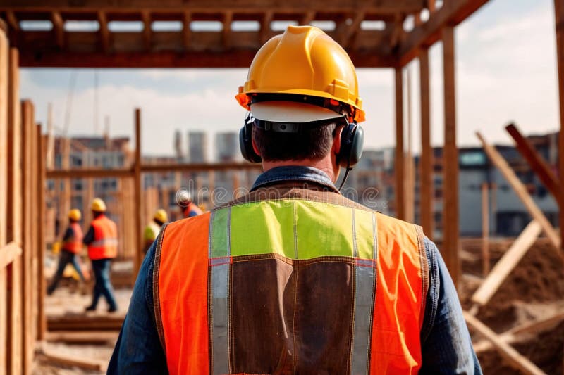 Construction Worker Engineer Foreman Supervising Construction Building ...