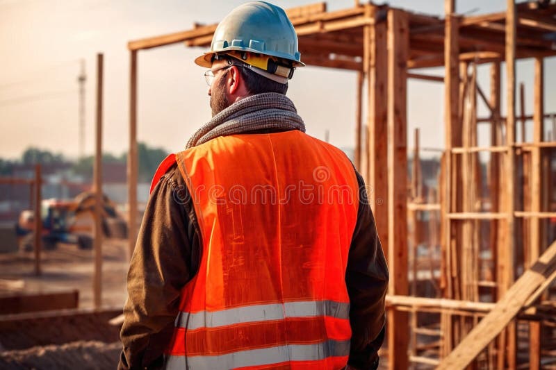 Construction Worker Engineer Foreman Supervising Construction Building ...