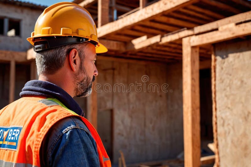 Construction Worker Engineer Foreman Supervising Construction Building ...