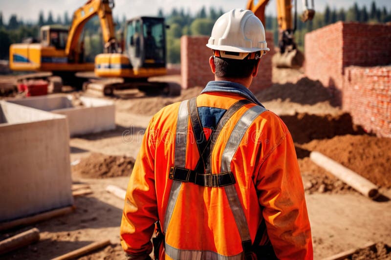 Construction Worker Engineer Foreman Supervising Construction Building ...
