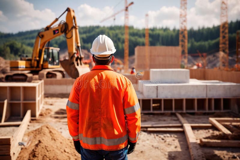 Construction Worker Engineer Foreman Supervising Construction Building ...