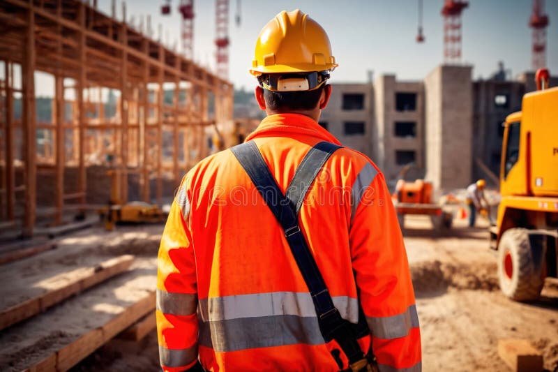 Construction Worker Engineer Foreman Supervising Construction Building ...