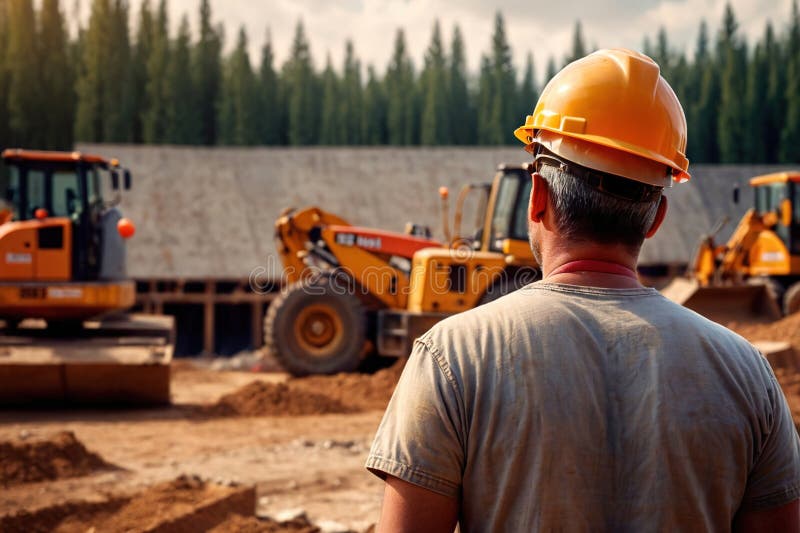 Construction Worker Engineer Foreman Supervising Construction Building ...