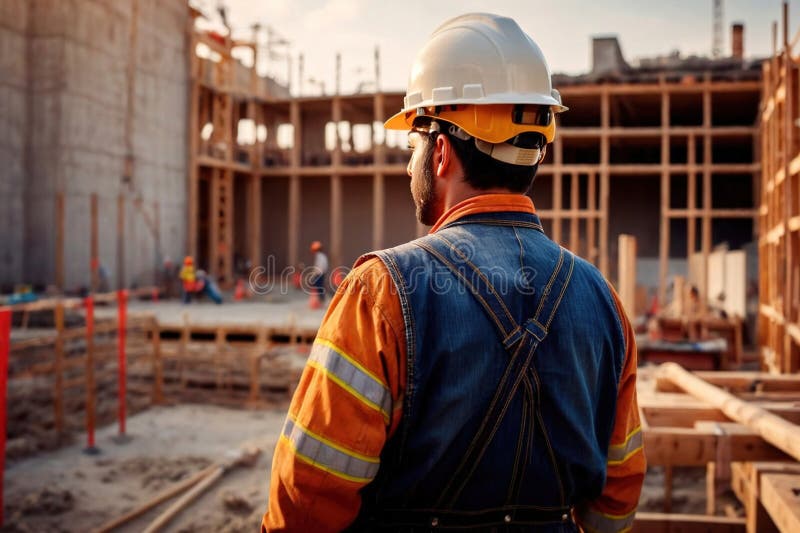 Construction Worker Engineer Foreman Supervising Construction Building ...