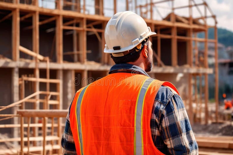 Construction Worker Engineer Foreman Supervising Construction Building ...