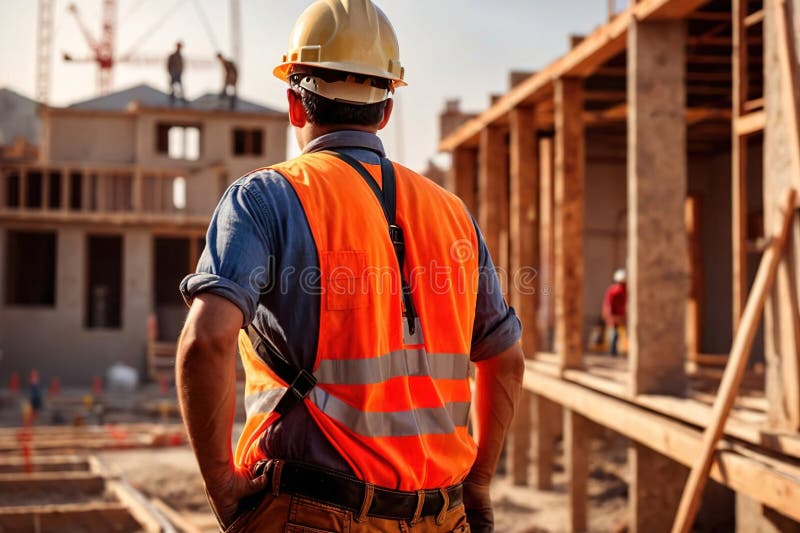 Construction Worker Engineer Foreman Supervising Construction Building ...