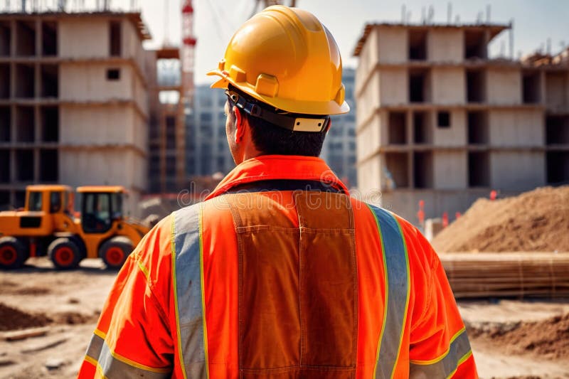 Construction Worker Engineer Foreman Supervising Construction Building ...