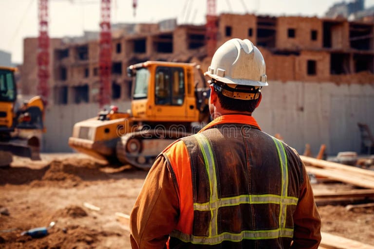 Construction Worker Engineer Foreman Supervising Construction Building ...