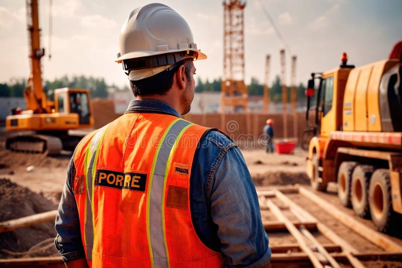 Construction Worker Engineer Foreman Supervising Construction Building ...