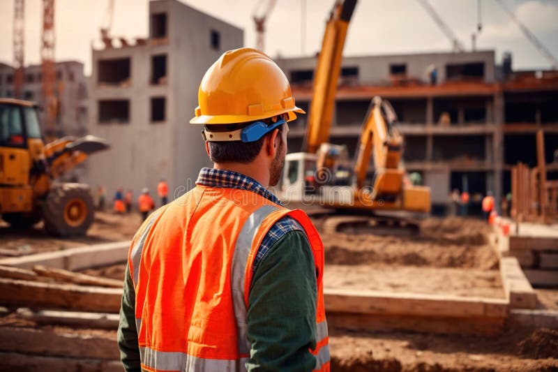 Construction Worker Engineer Foreman Supervising Construction Building ...
