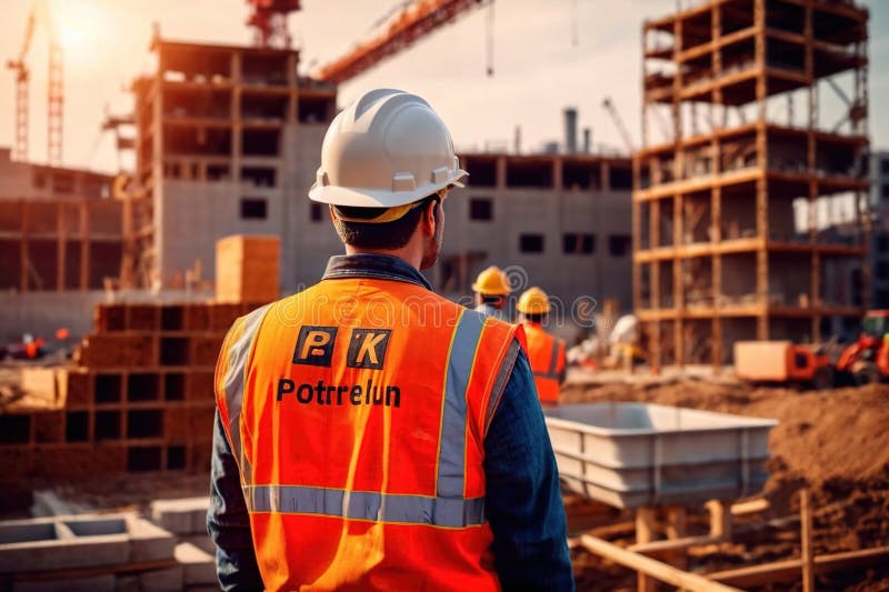 Construction Worker Engineer Foreman Supervising Construction Building ...