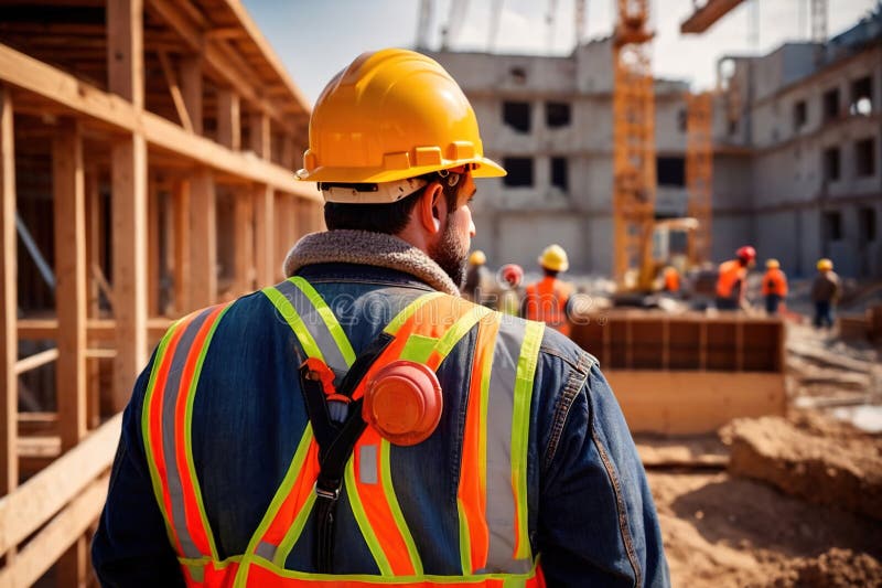 Construction Worker Engineer Foreman Supervising Construction Building ...