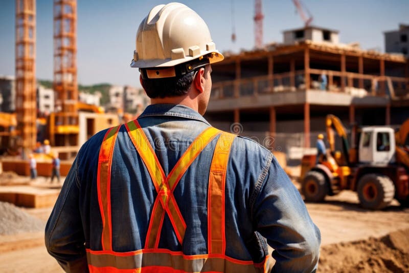Construction Worker Engineer Foreman Supervising Construction Building ...