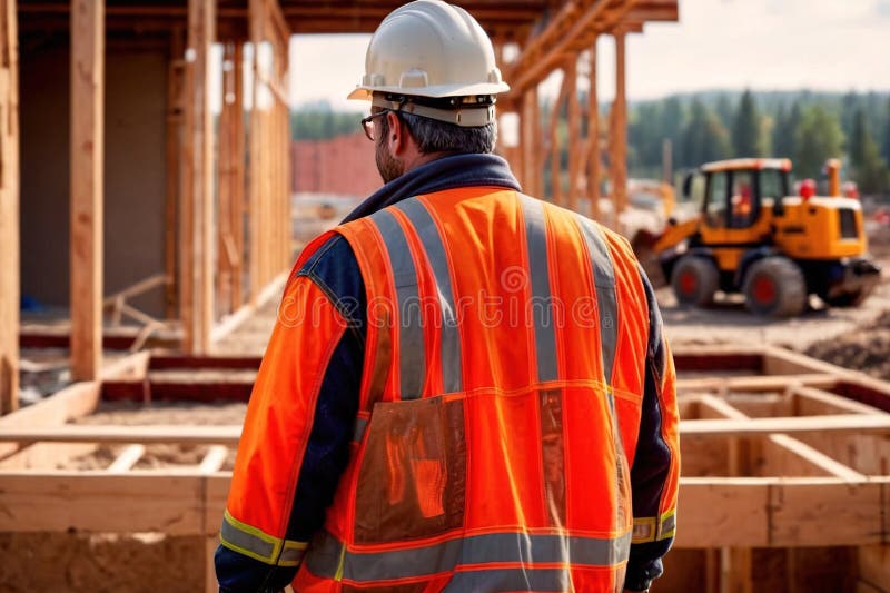 Construction Worker Engineer Foreman Supervising Construction Building ...