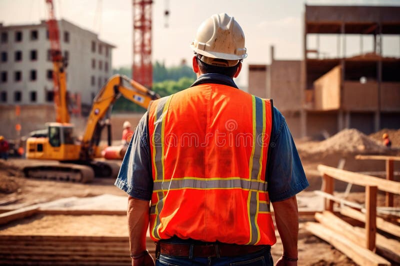 Construction Worker Engineer Foreman Supervising Construction Building ...