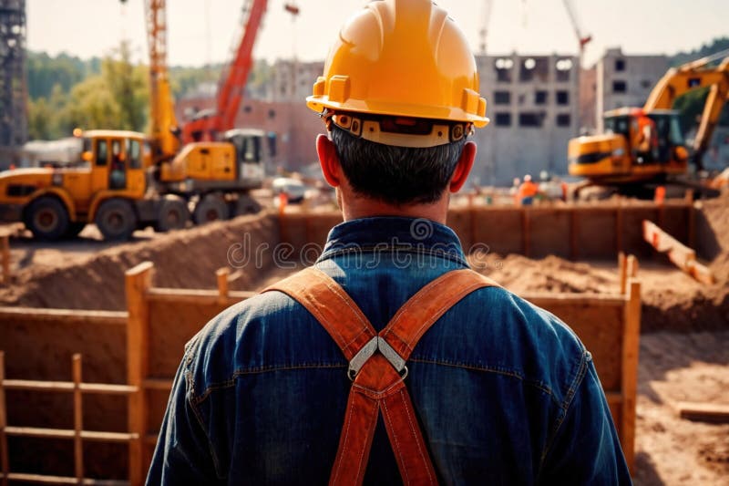 Construction Worker Engineer Foreman Supervising Construction Building ...