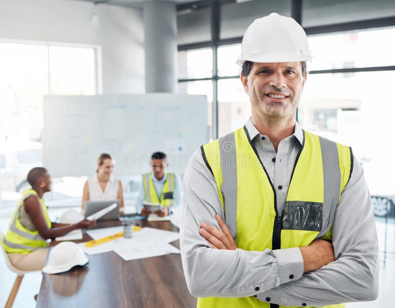 Construction Worker, Engineer Man and Architecture Leader or Boss with ...