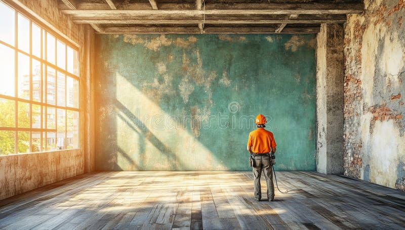 A Construction Worker is Enhancing the Building S Energy Efficiency by ...