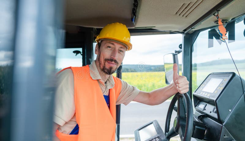 Construction Worker on Excavator Planning the Work To Be Done Stock ...