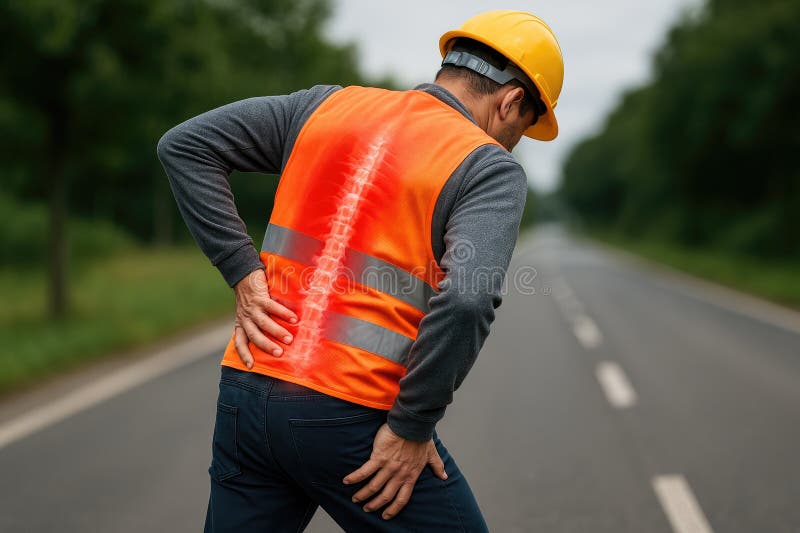 Construction Worker Experiencing Severe Back Pain Stock Illustration ...