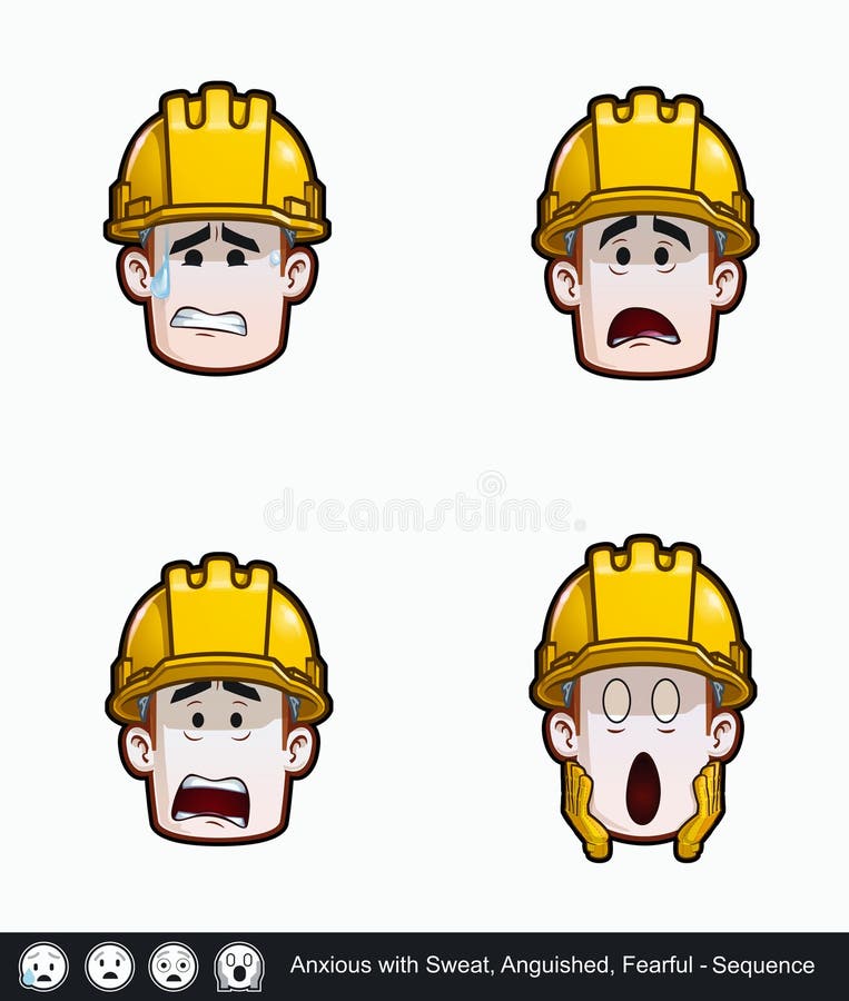 Construction Worker - Expressions - Concerned - Anxious with Sweat ...