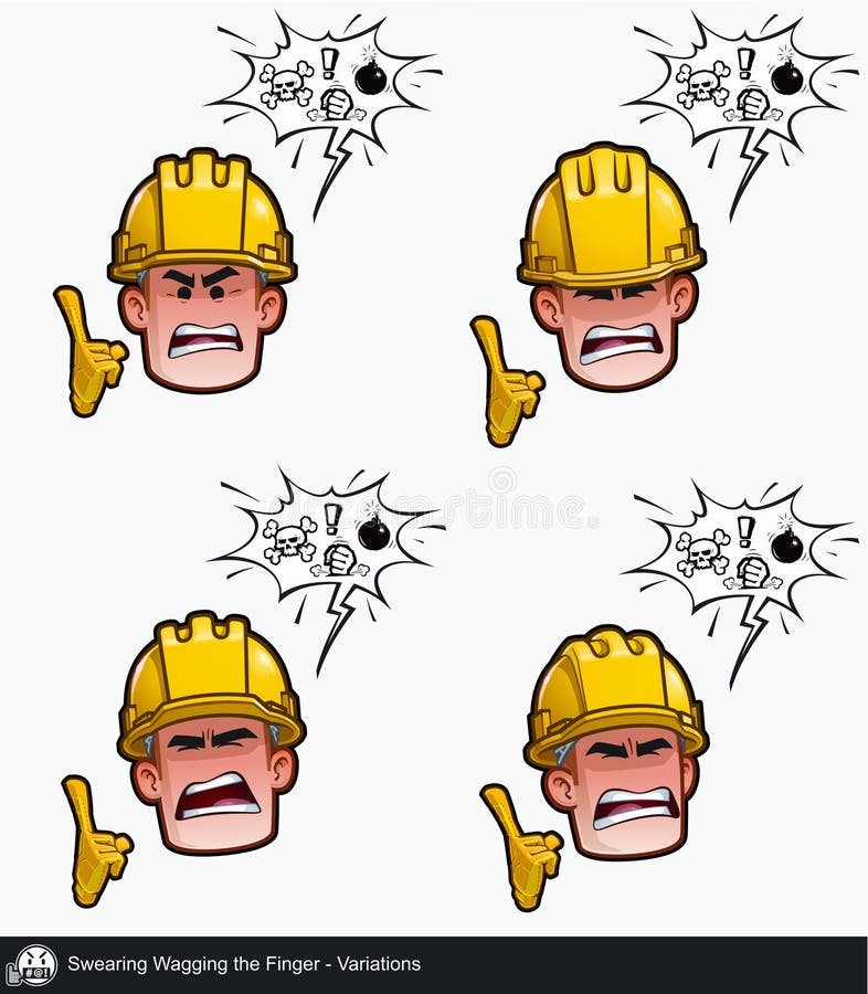 Construction Worker - Expressions - Negative - Swearing Wagging the ...