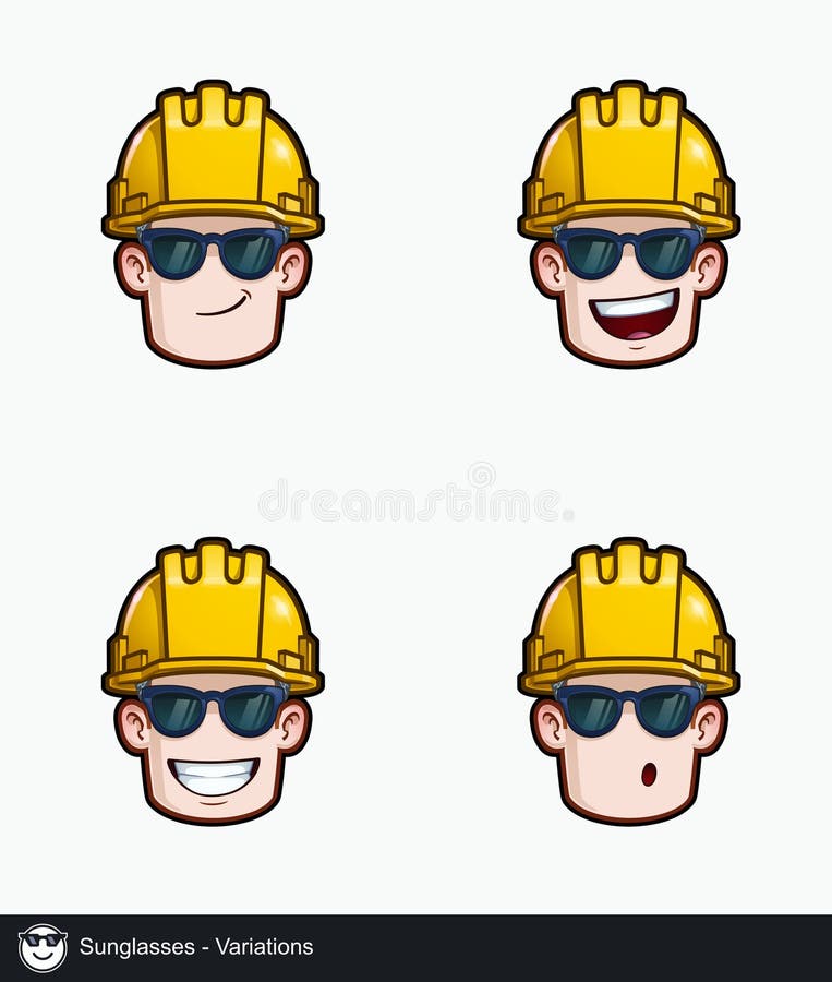 Construction Worker - Expressions - Sunglasses - Variations Stock ...