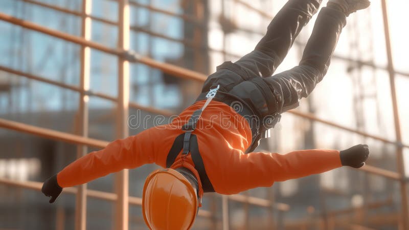 Construction Worker Falling from a High Rise Building Stock ...