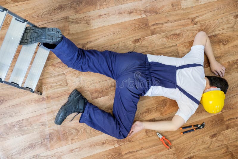 Construction Worker Falling Down the Ladder Stock Photo - Image of ...