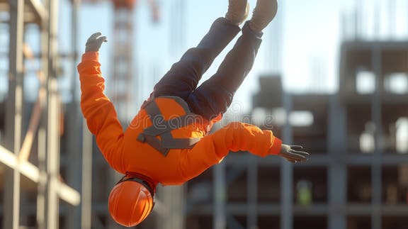 Construction Worker Falling from a High Rise Building Stock ...