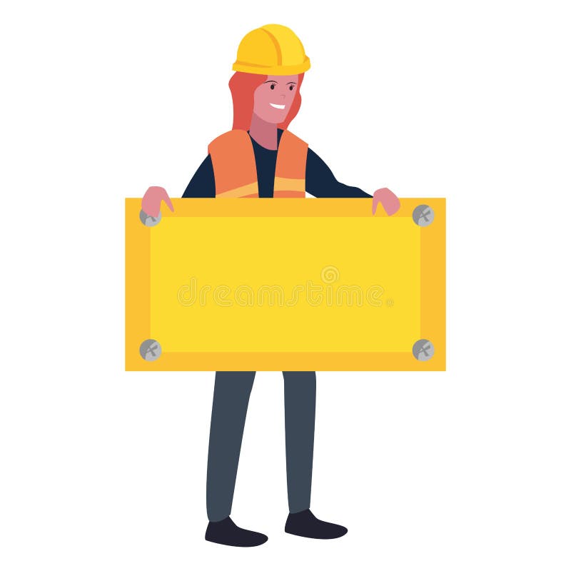 Construction Worker Female Board Stock Illustration - Illustration of ...