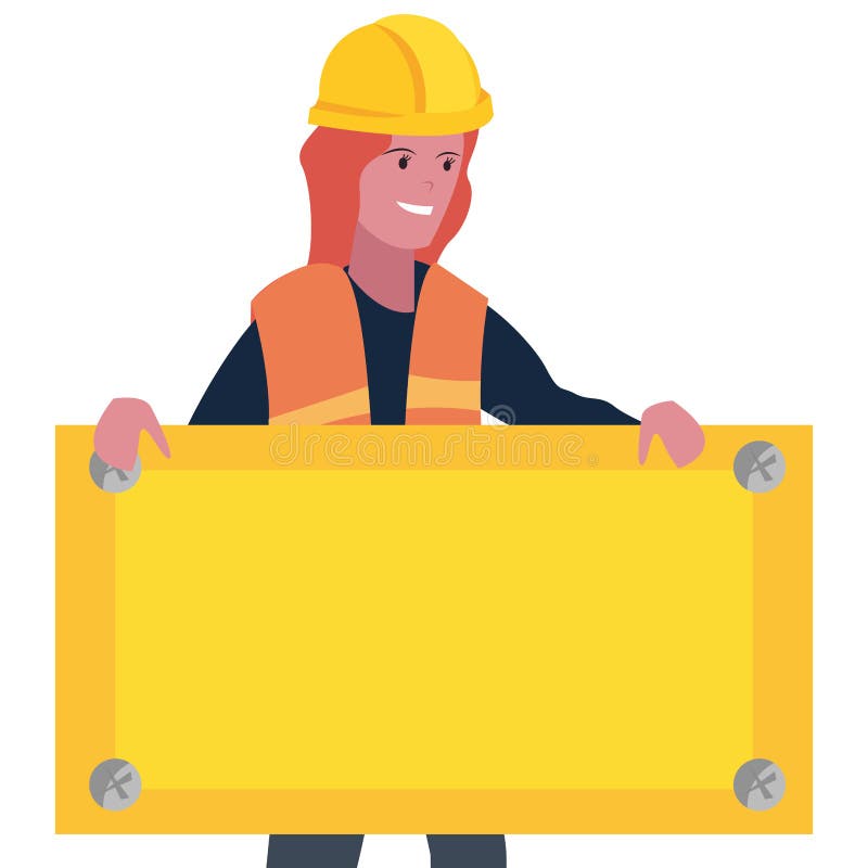 Construction Worker Female Board Stock Illustration - Illustration of ...