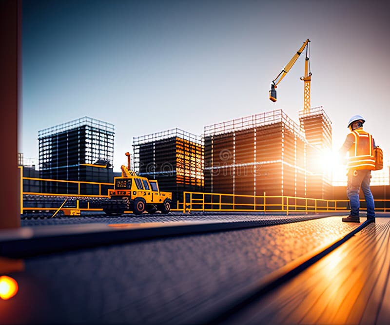 Construction Worker. Fictional Workplace. Generative AI. Stock ...