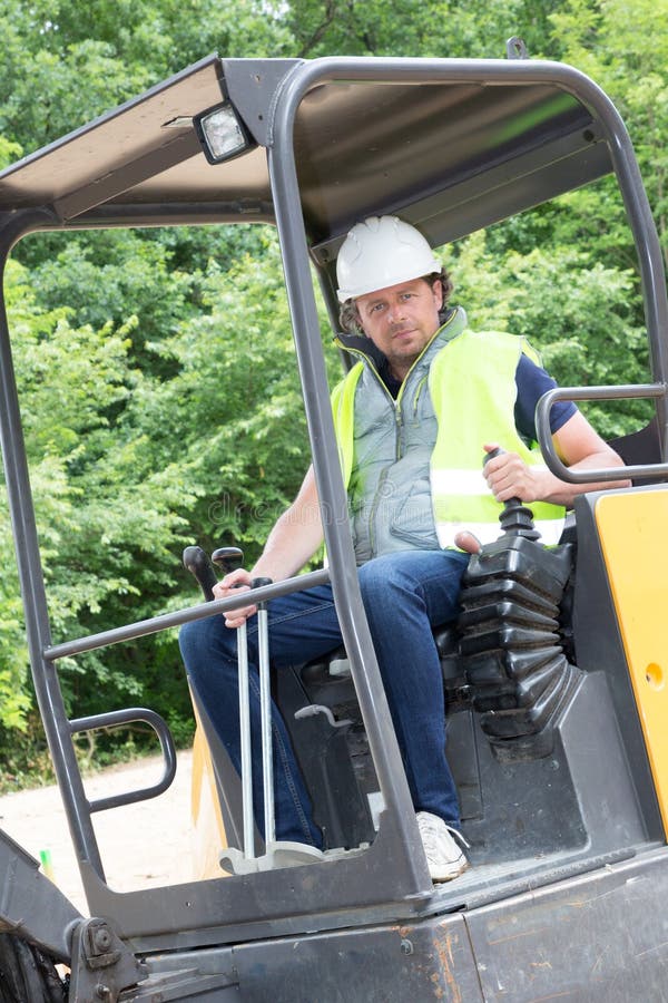 Construction Worker with Forklift Truck Stock Photo - Image of male ...