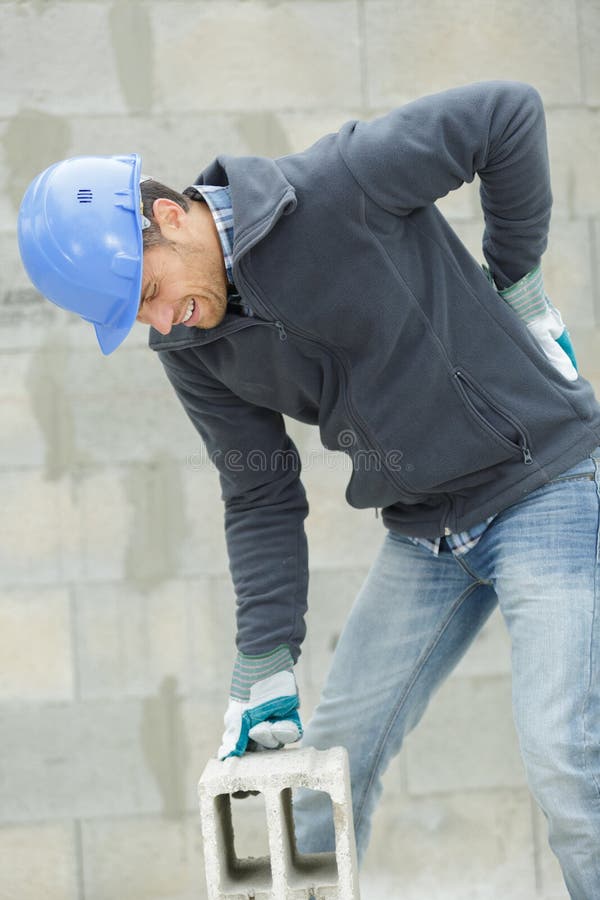 Construction Worker Getting Back Injury Stock Image - Image of back ...