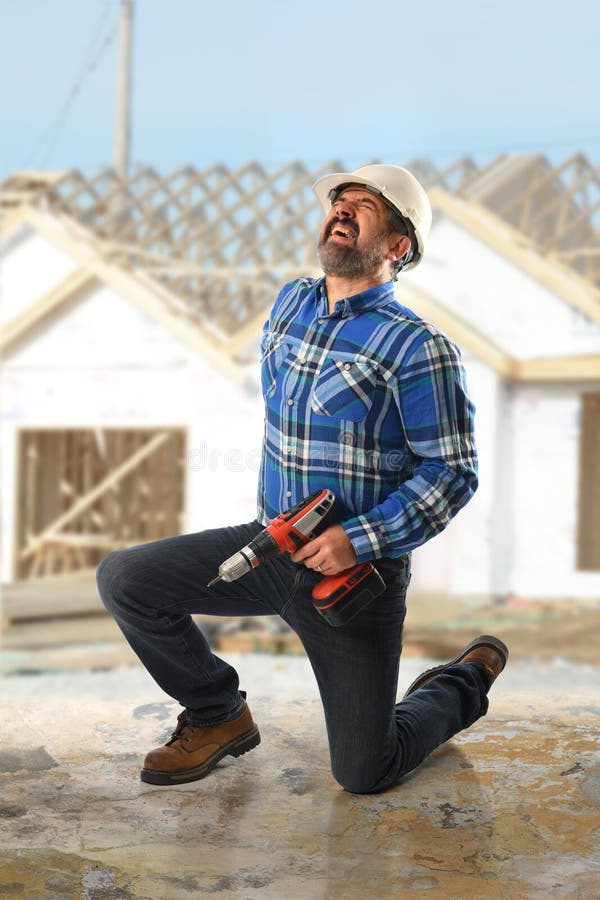 Construction Worker Getting Back Injury Stock Photo - Image of male ...